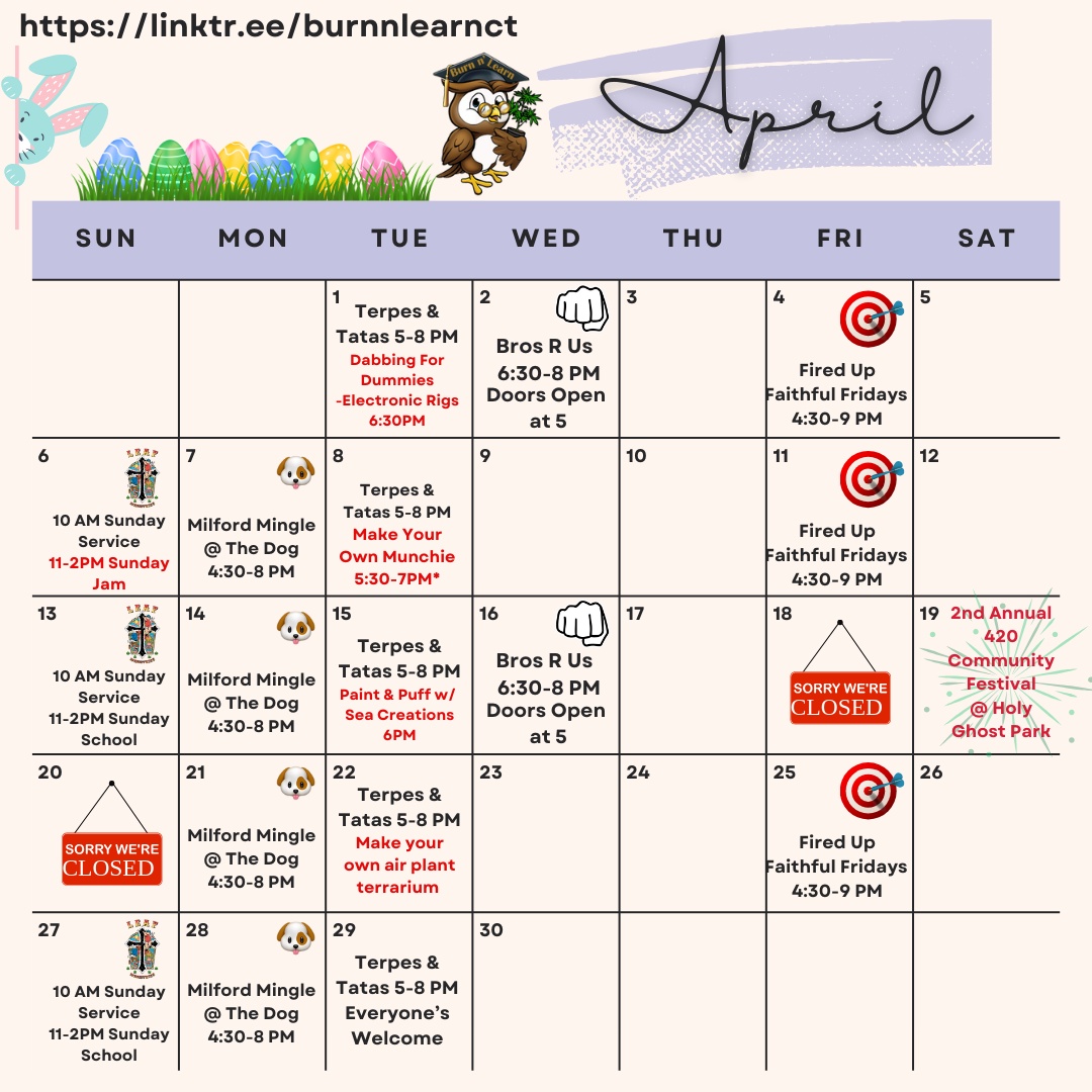 Events Calendar - Burn n' Learn CT